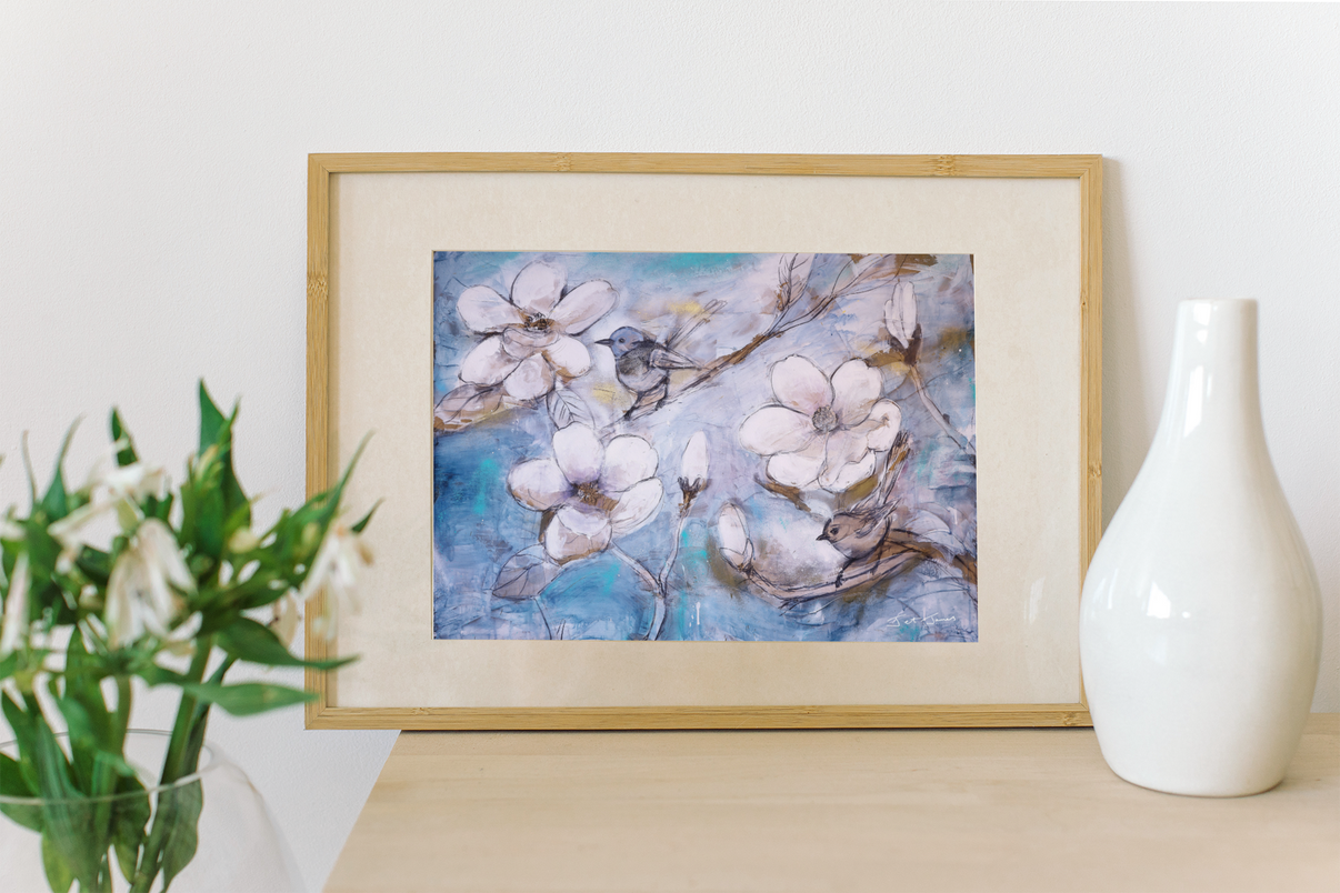 'Birds and the Hibiscus' Fine Art Print by Artist Jet James – Jet James ...